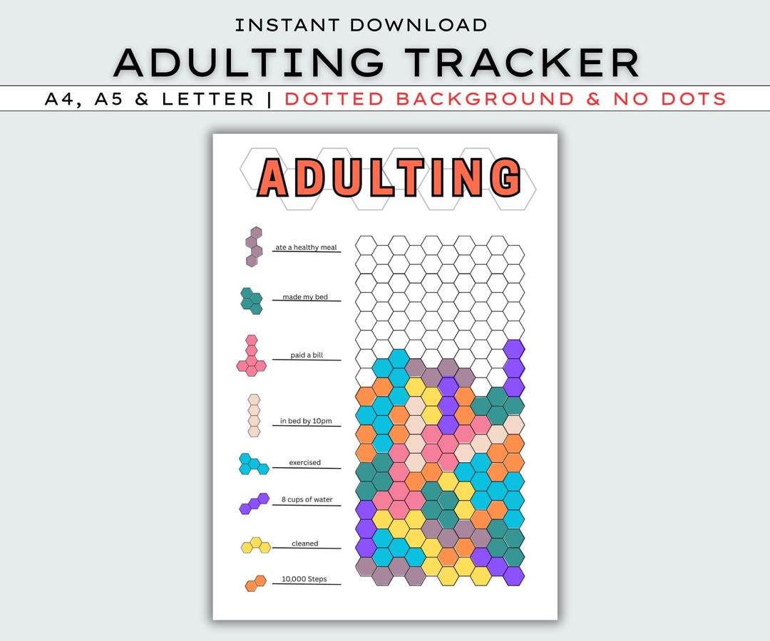 Adulting Tracker - PRINTABLE Journal Page - Monthly Tracker - Fun Habit ...