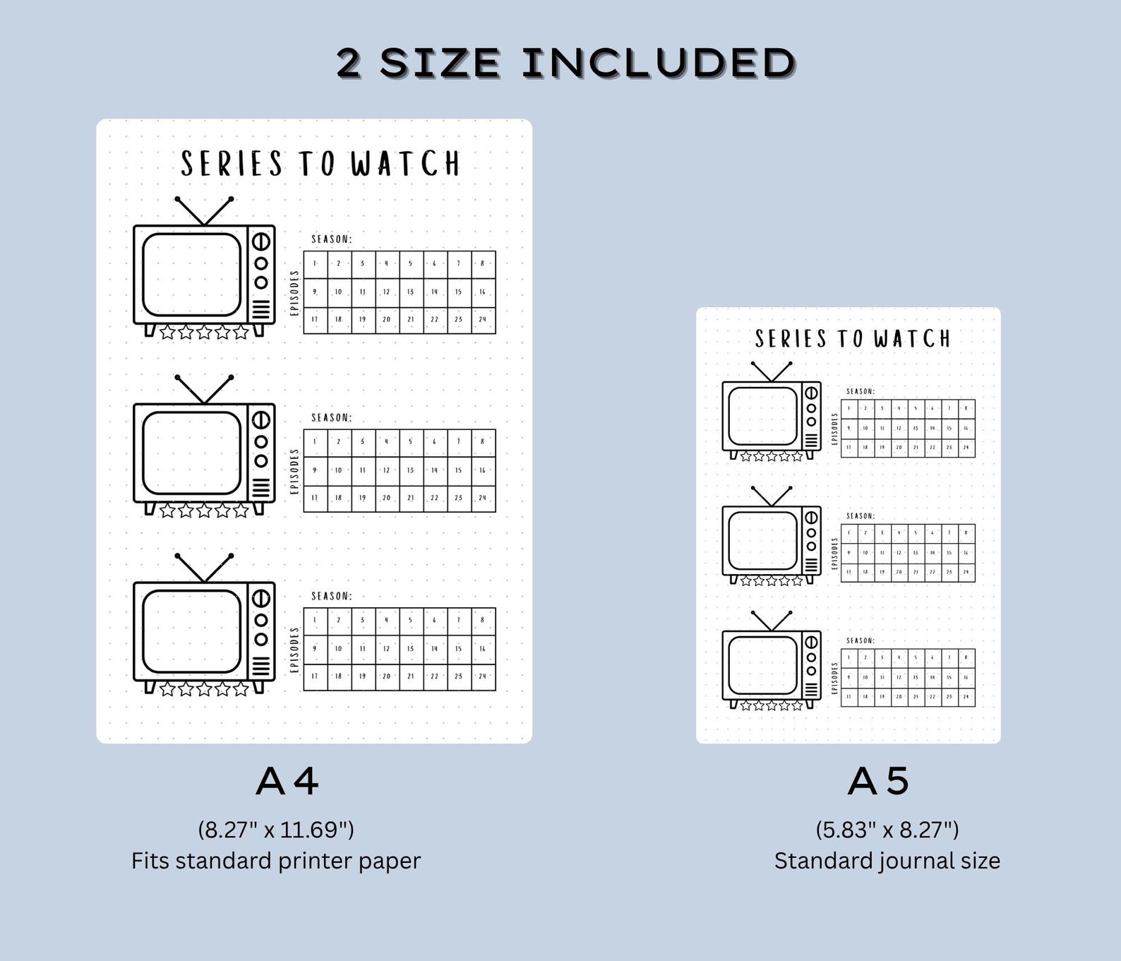 TV Series to Watch - PRINTABLE Journal Page, Planner Page, Series ...