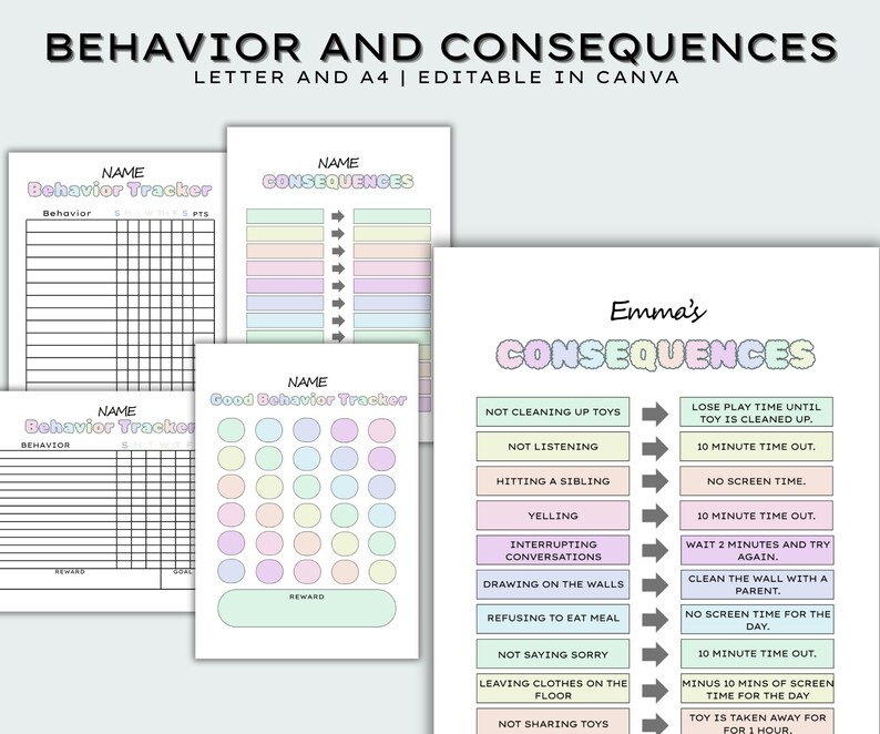 Editable Kids Chore Chart Bundle, School, Reward, Allowance, Daily ...
