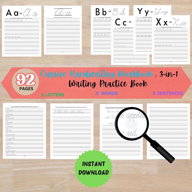 Cursive Handwriting Practice Worksheets for Kids, Printable Cursive ...