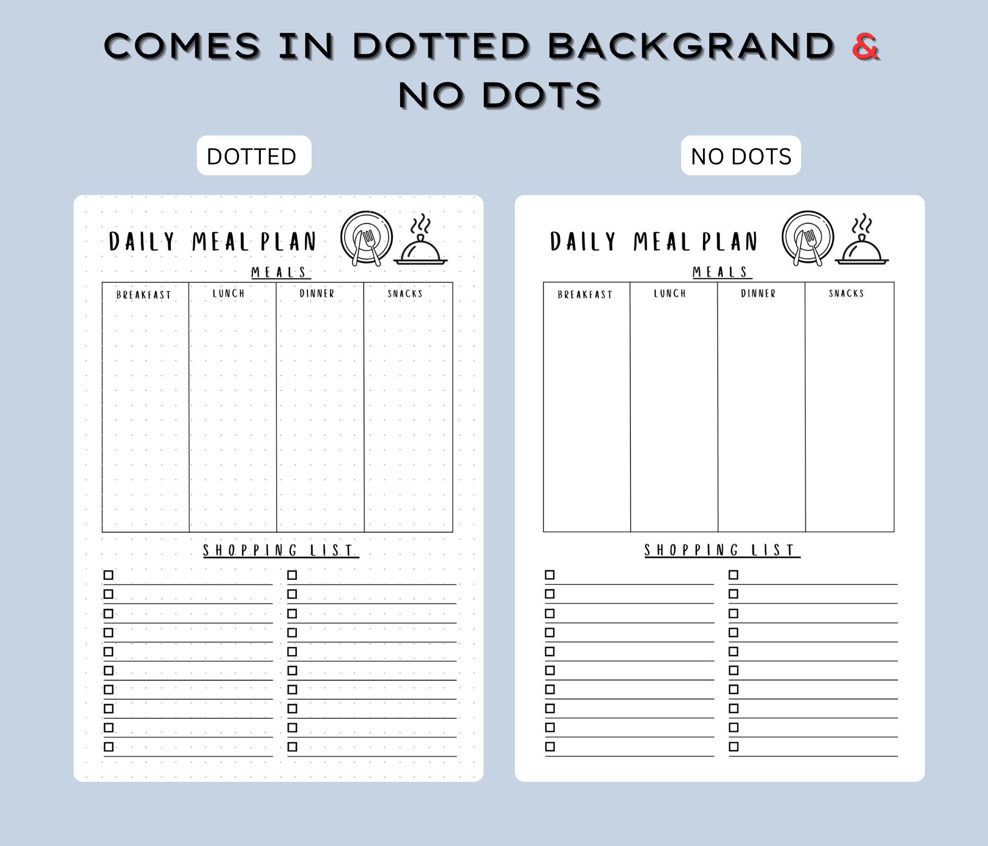 Daily Meal Plan - PRINTABLE Journal Page, Diet Tracker, Food Tracker ...