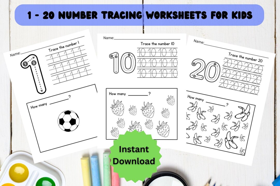 Educational Number Tracing Bundle for Kids - Learn to Count and Write 1 ...