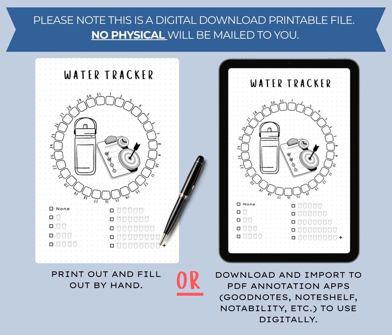Water Tracker - PRINTABLE Journal Page, Monthly Tracker, Water Log ...
