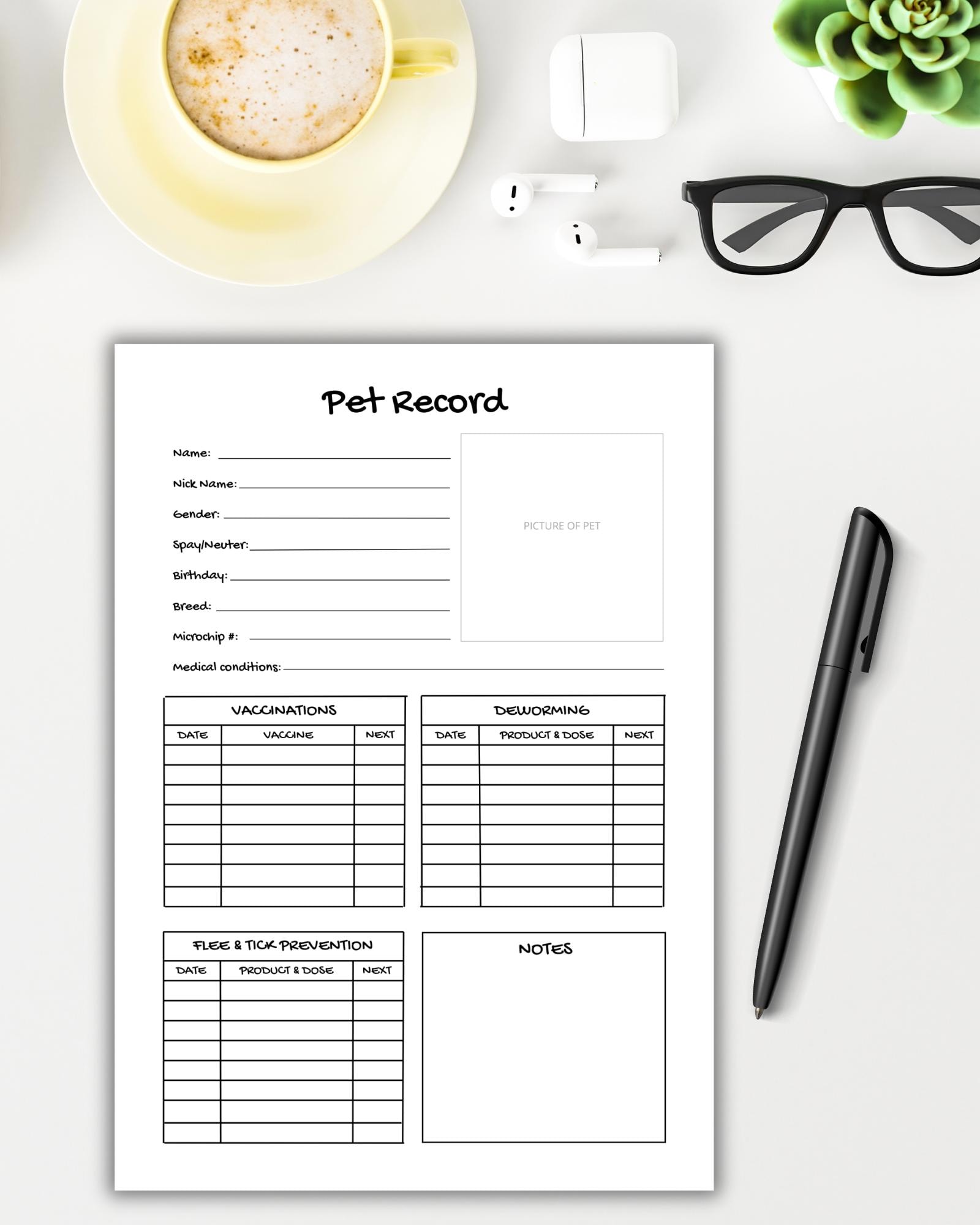 Editable Dog Health Record Template: Puppy Vaccination, Medication (A4 ...