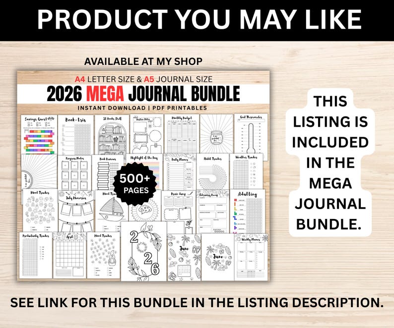 Reading Journal Bundle - Journal Printable, Reading Log, Book Journal ...