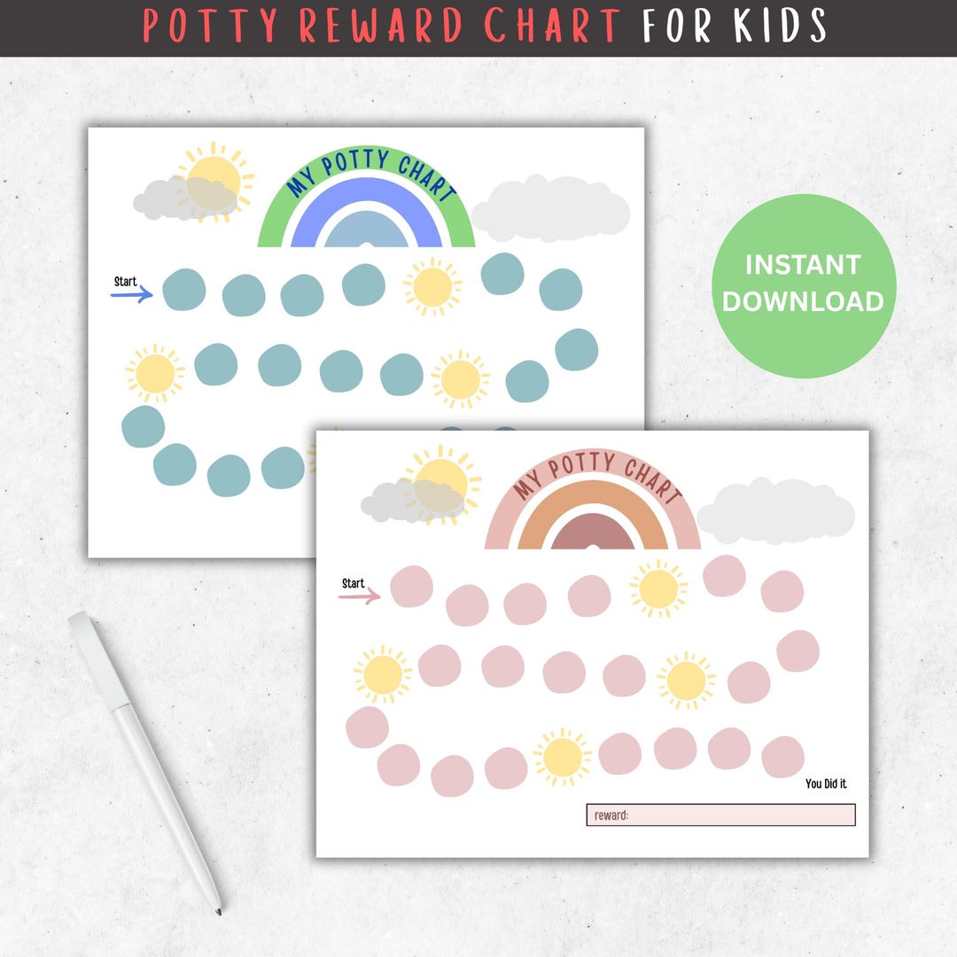 Printable Potty Chart | Rainbow Reward Chart | Potty Training Chart ...