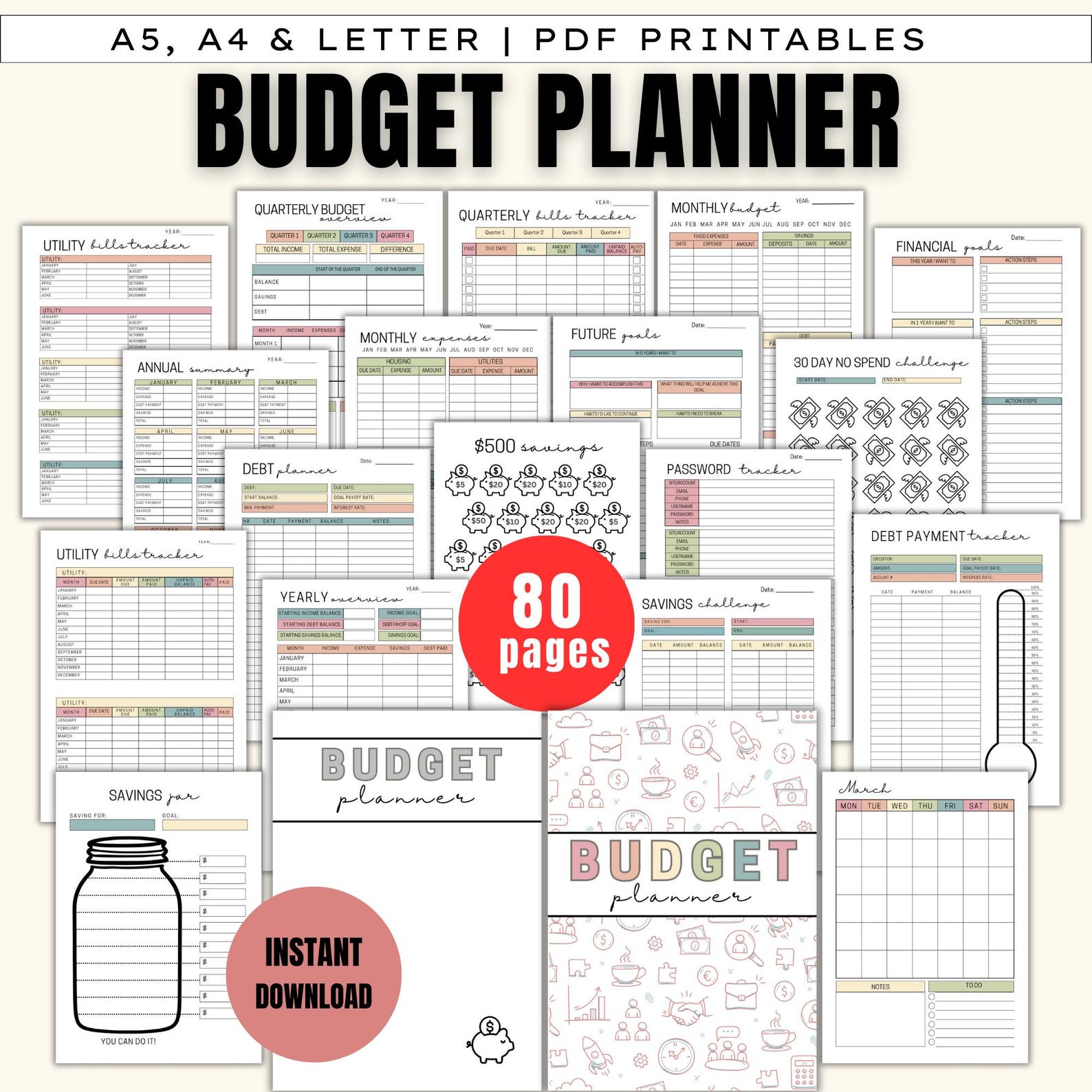 Budget Planner Printable: Financial Organizer PDF (a4/a5/letter Sizes ...