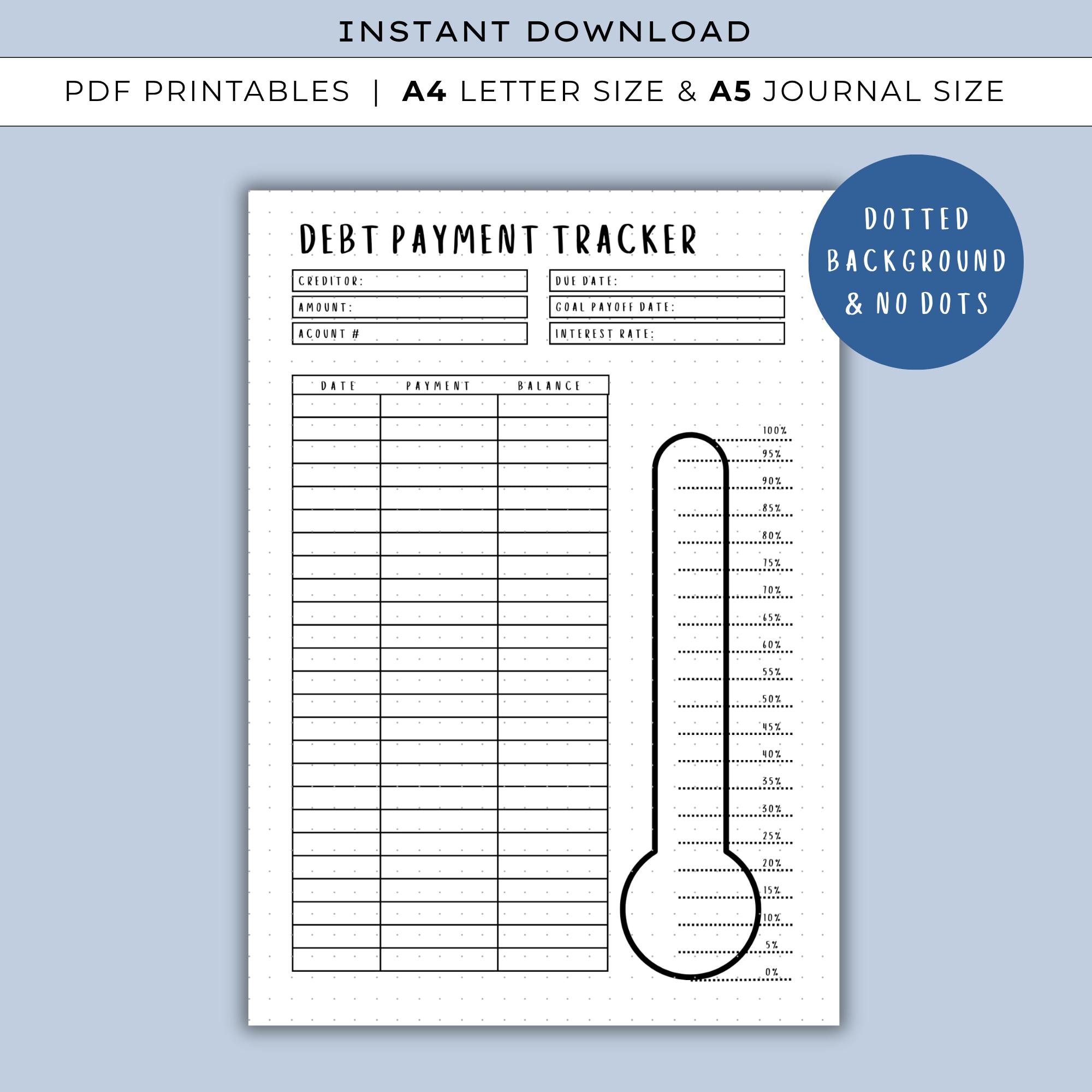 Debt Payment Tracker - PRINTABLE Journal Page, Debt Tracker, Debt ...