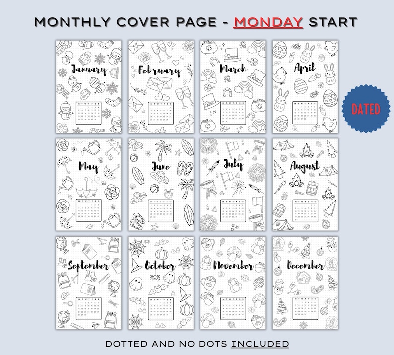 Paquete Bullet Journal 2026 E: Páginas imprimibles con calendarios ...