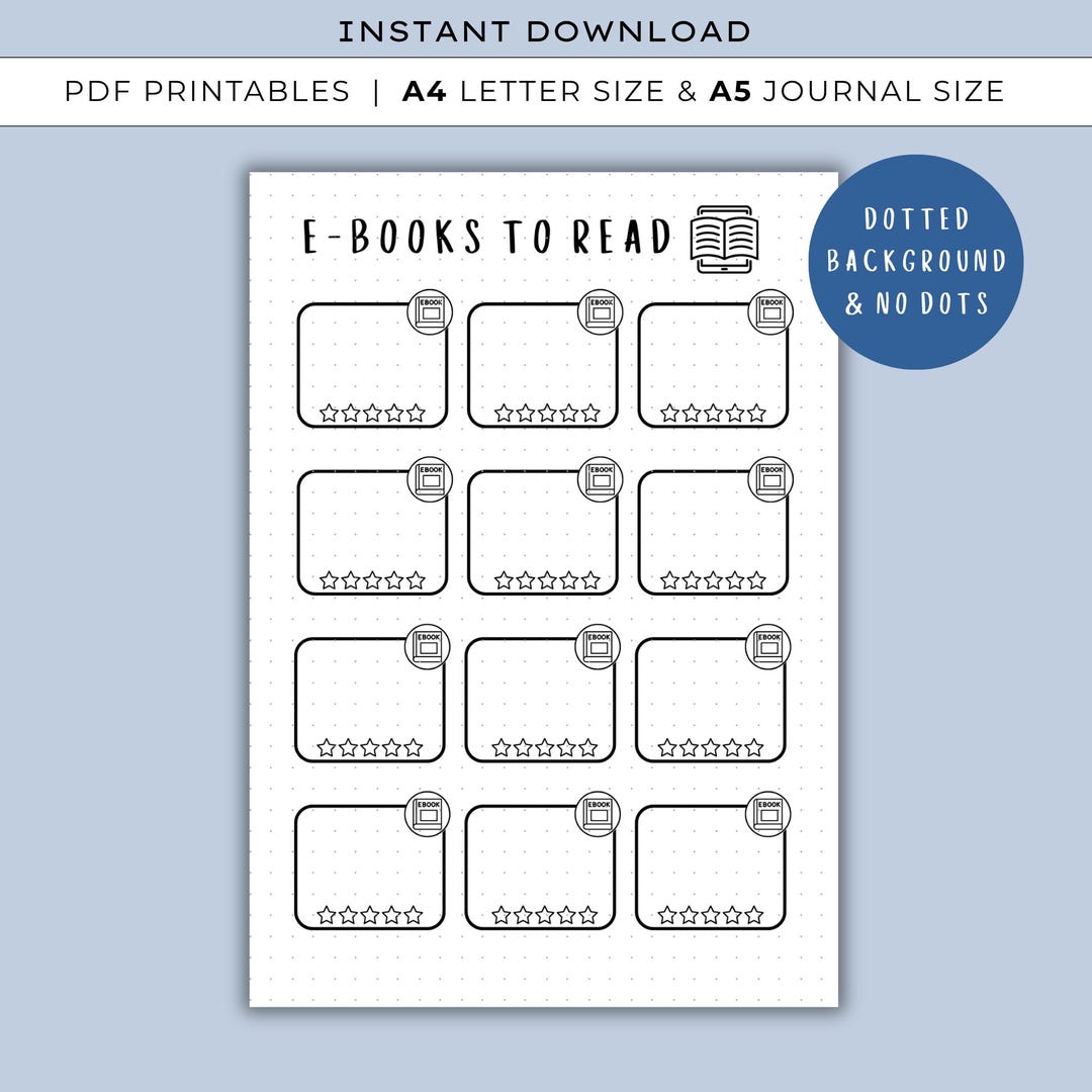 Ebook Reading Tracker - PRINTABLE Journal Page, Planner Page, E-book ...