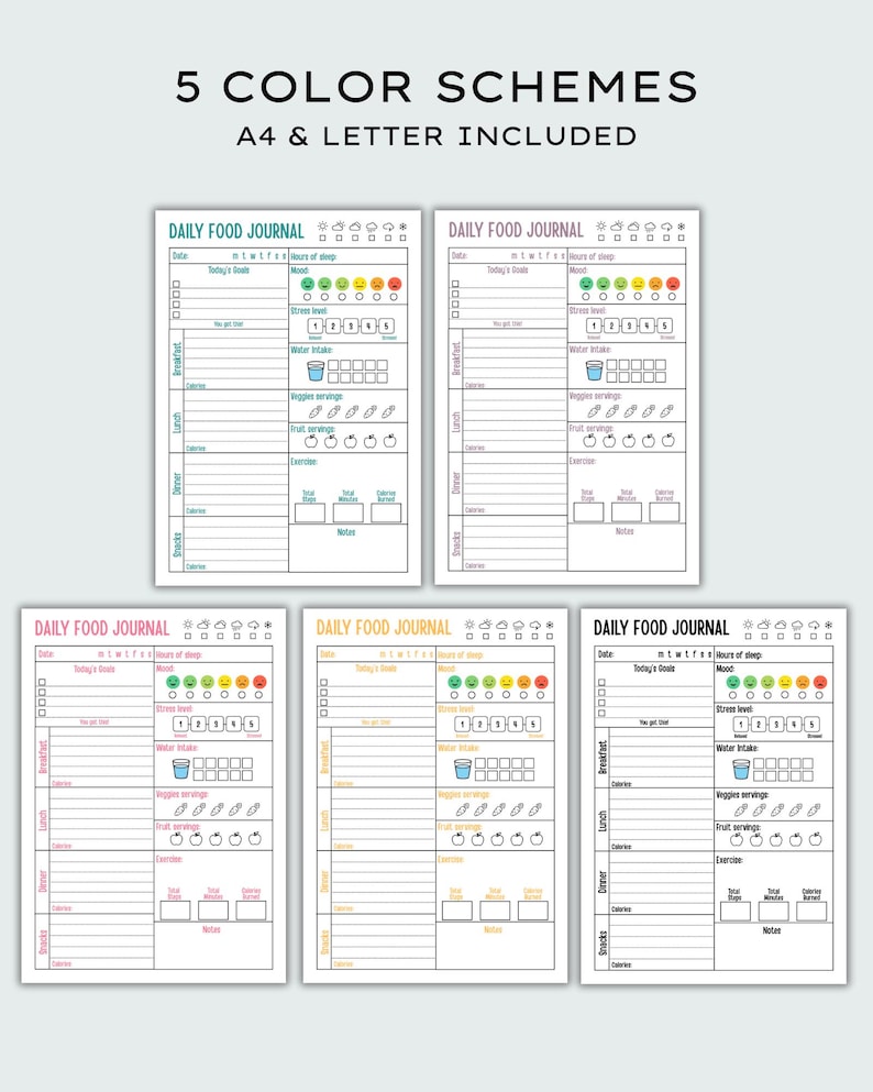 Editable Daily Food Journal: Diet & Calorie Tracker, Workout Tracker ...