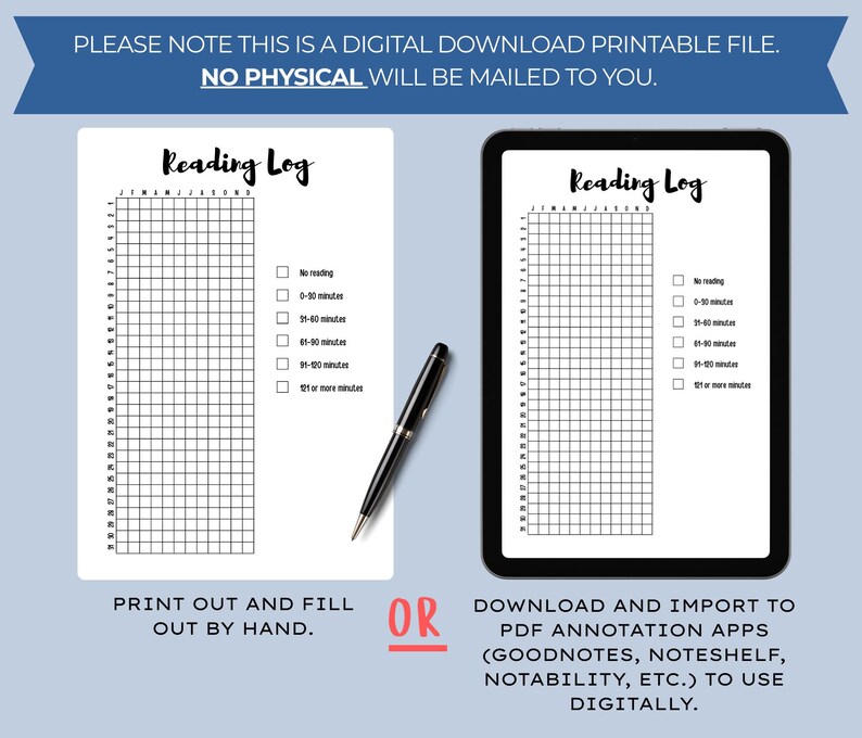 Reading Log - PRINTABLE Journal Page, Reading Tracker, Book Club ...