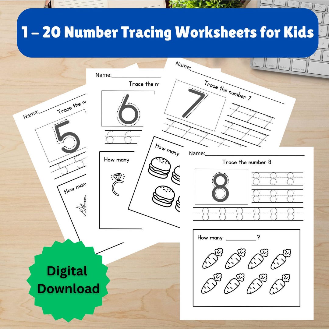 Number Tracing, Preschool Worksheet Printable, Handwriting Practice ...