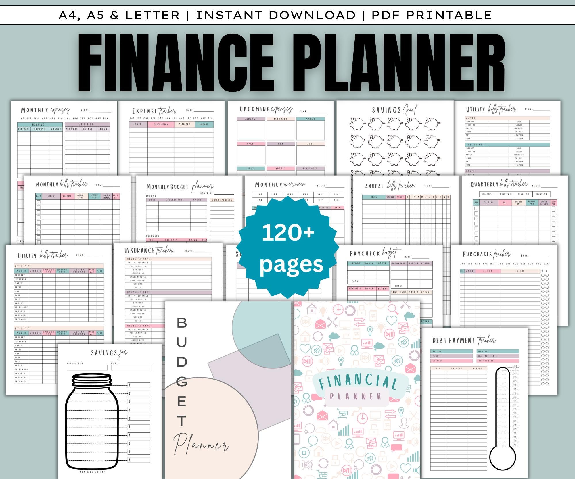 Finance Planner Bundle -budget Planner Templates, Financial Savings ...