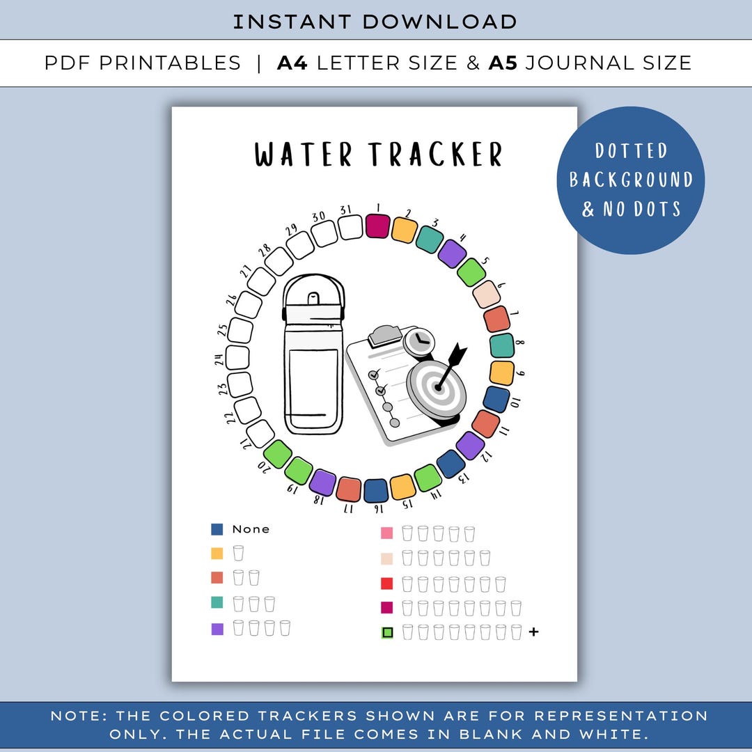 Water Tracker - PRINTABLE Journal Page, Monthly Tracker, Water Log ...