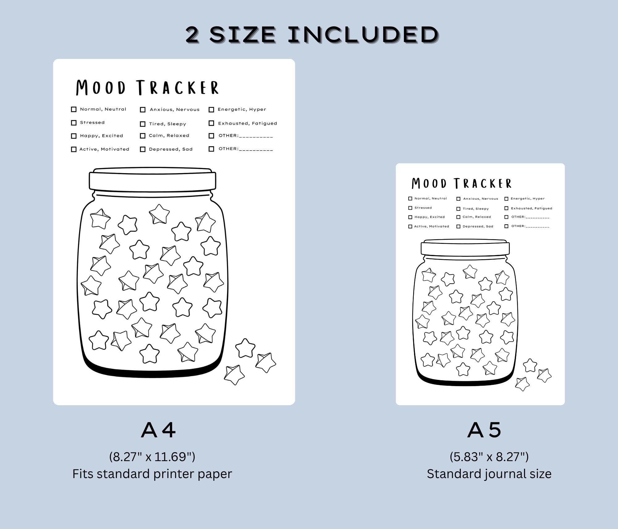 Jar of Stars Mood Tracker - PRINTABLE Bullet Journal Tracker, Monthly ...