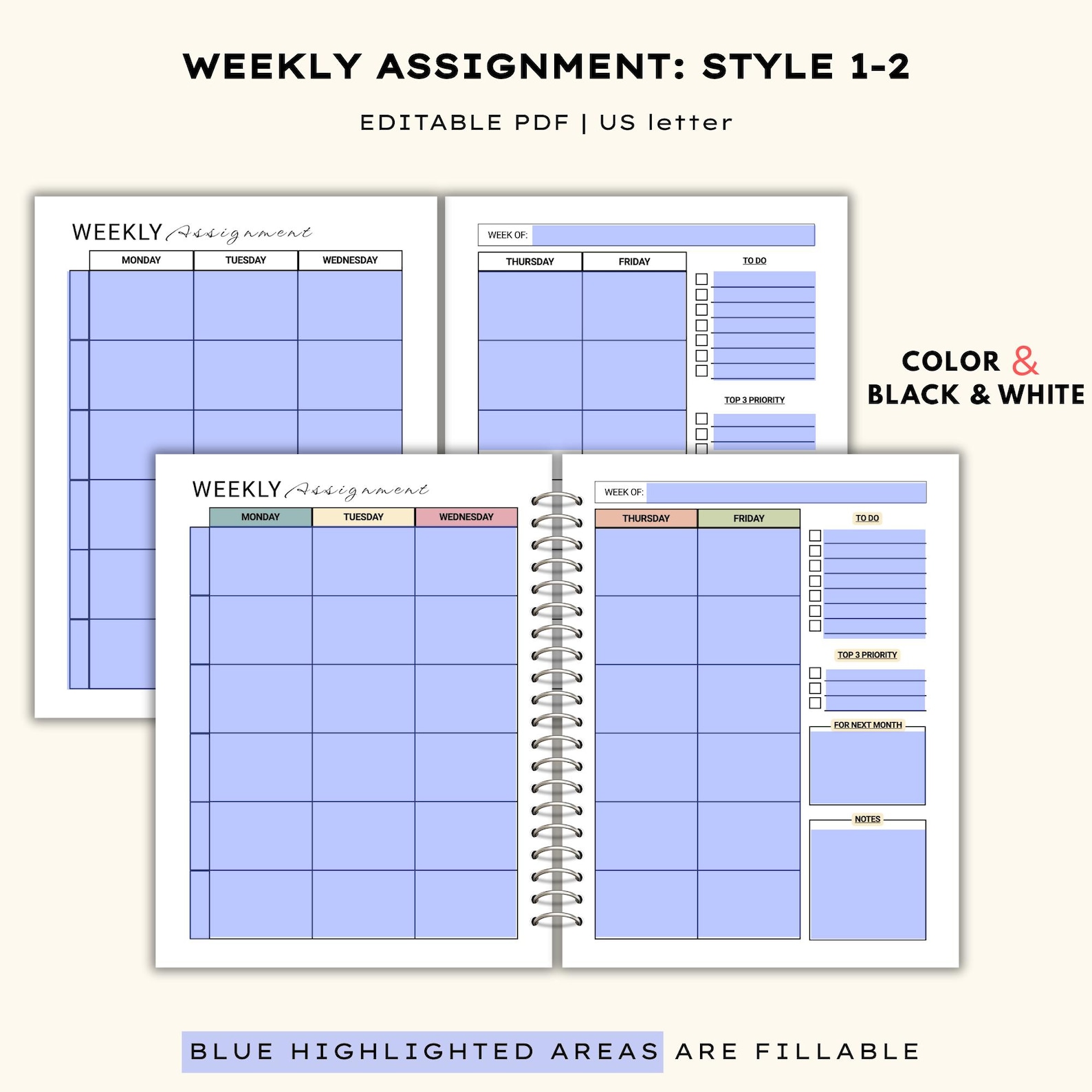 EDITABLE Weekly Assignment Tracker, 2 Pages, Printable, Homeschool ...