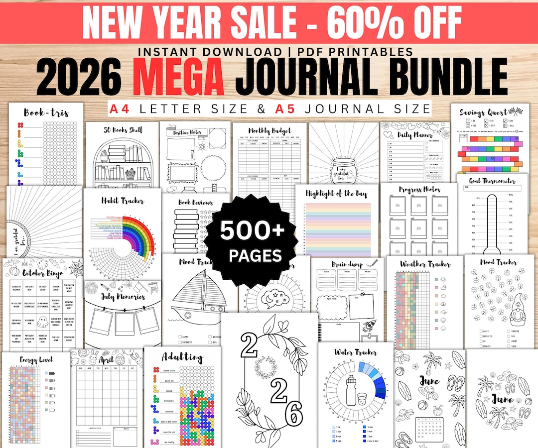 2026 MEGA Journal bundle, Printable Journal Planner, Bullet Journal ...