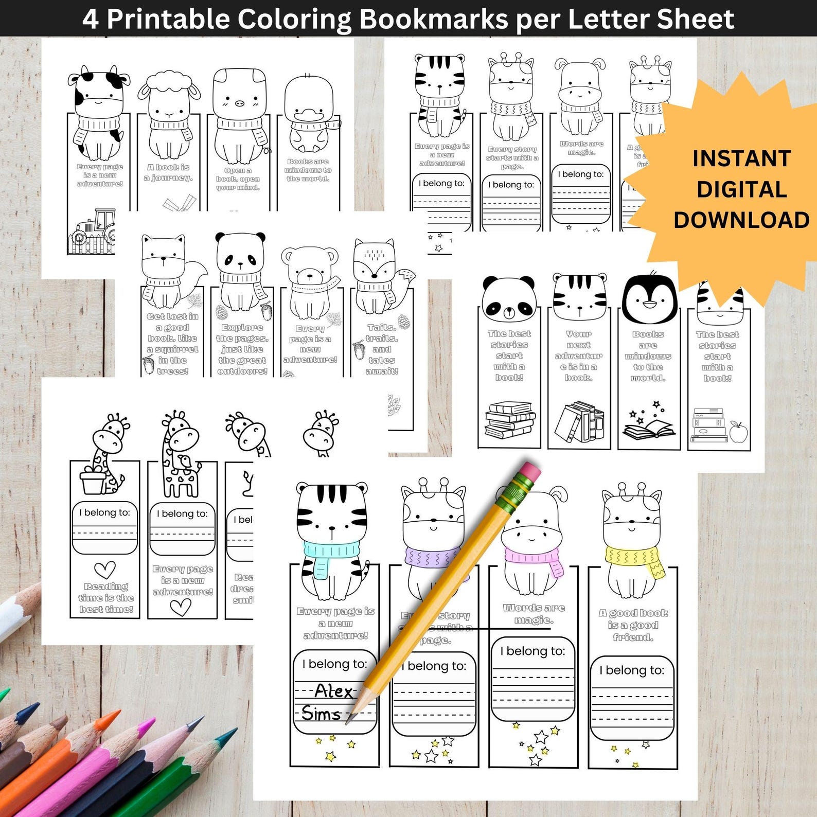Coloring Bookmarks Printable | PDF Printable Bookmarks for Kids and ...
