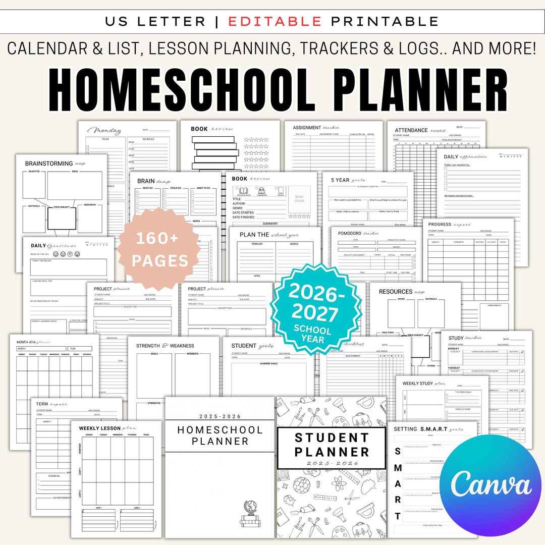 Homeschool Planner Printable: Student Planner Academic Planner ...
