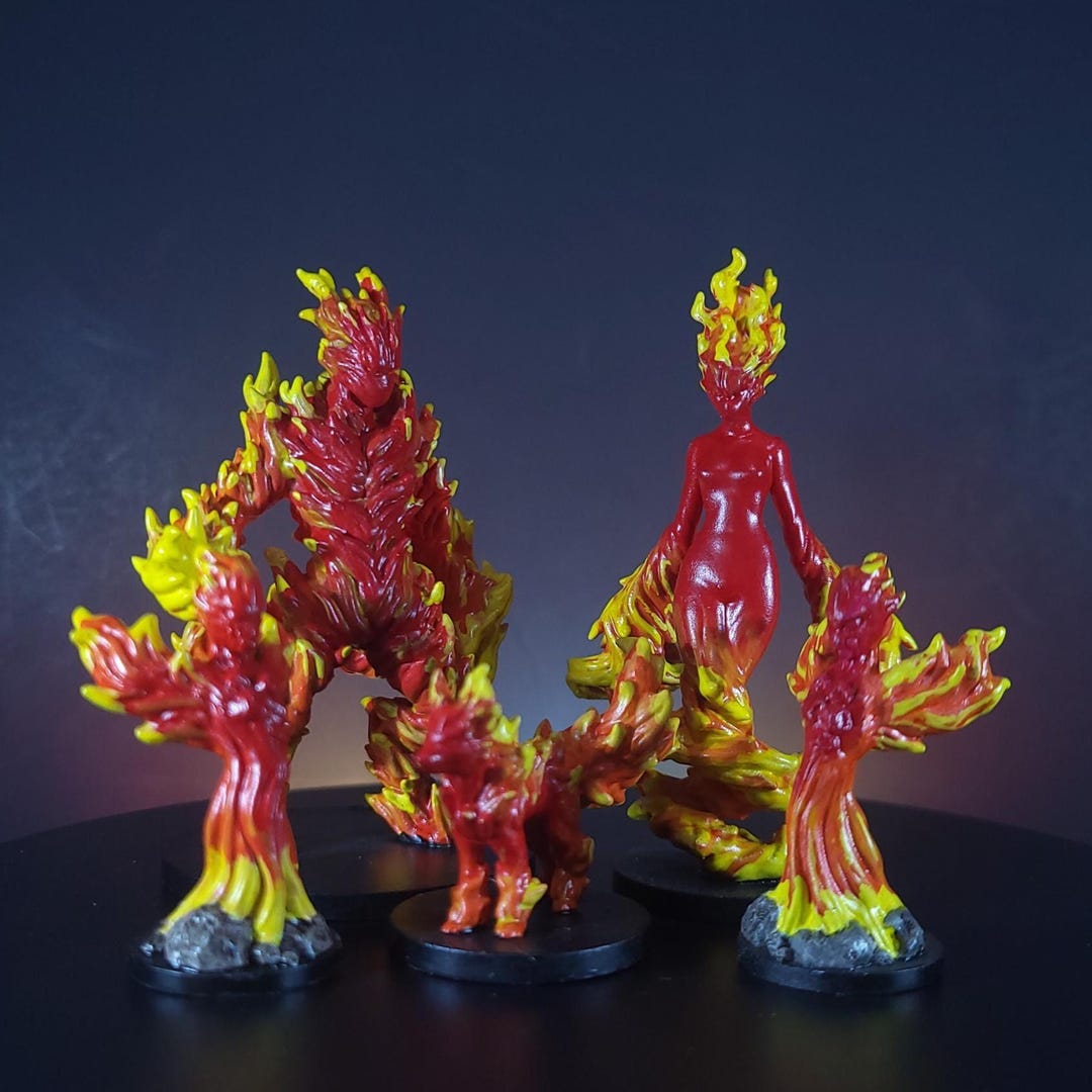 Fire Elemental Miniature Set – Hand Painted Elementals | D&D Pathfinder ...