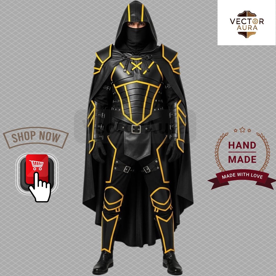 Gothic Warrior Cosplay Suit With Cloak - Handmade Medieval Battlewear ...