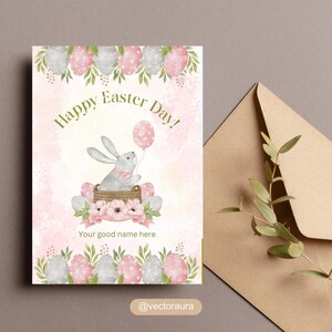 Happy Easter Greeting Card, Printable Easter Card, Bunny in Bucket ...