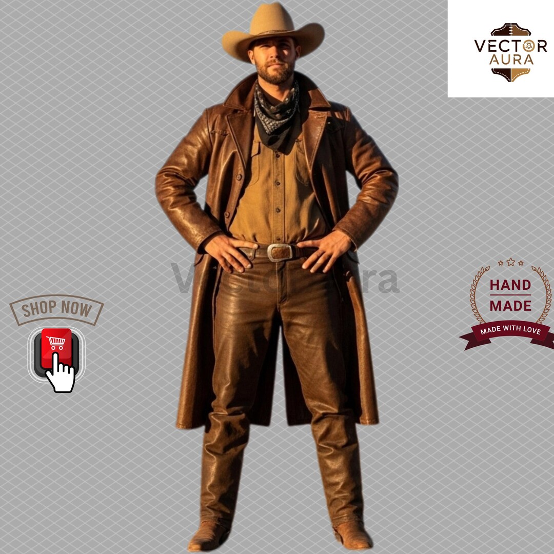 Handmade Leather Cowboy Duster Coat: Old West Style Outfit - Etsy
