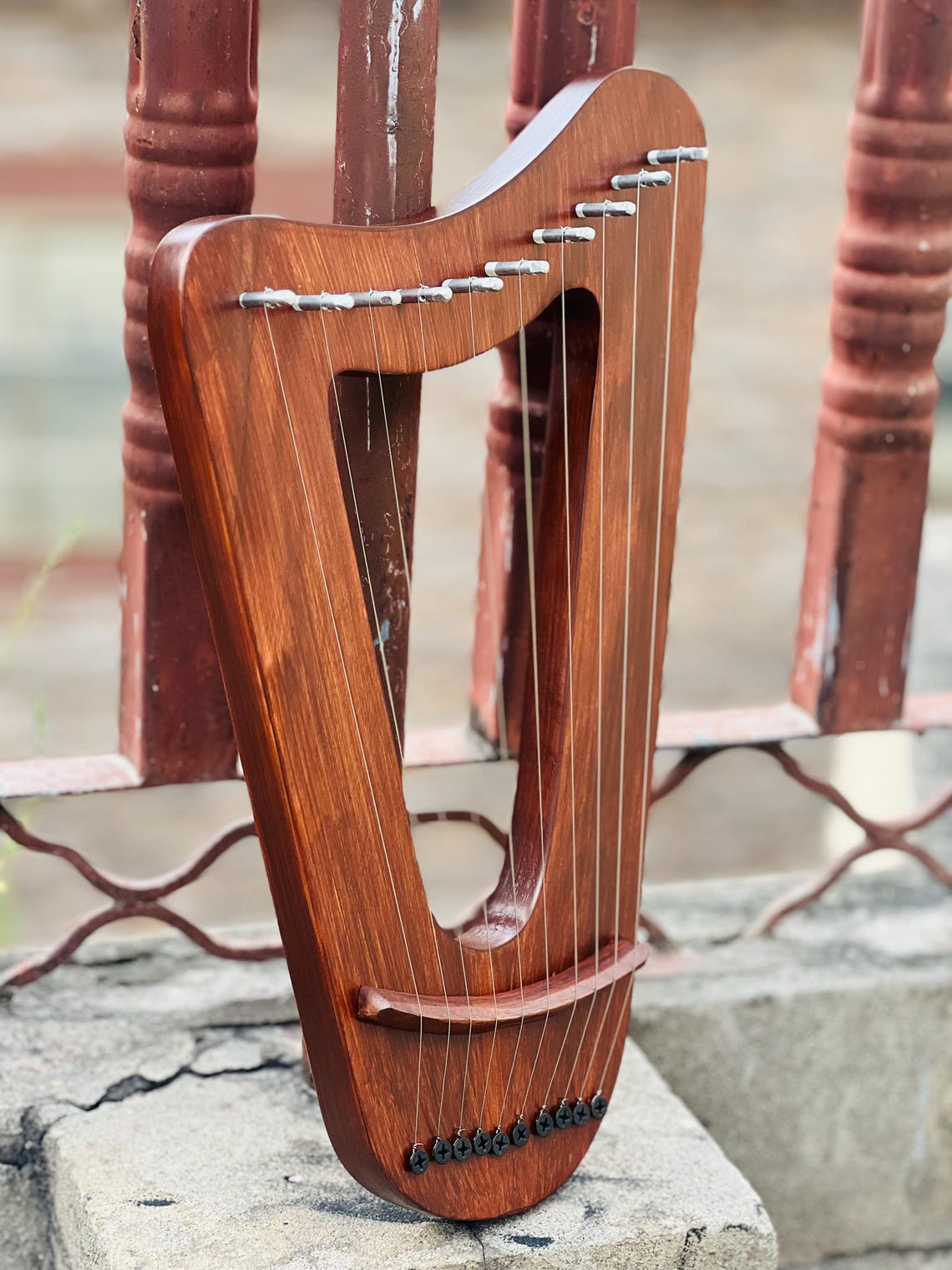 Rosewood Triangle Lyre Harp Medieval Musical Instruments Handmade 10 ...