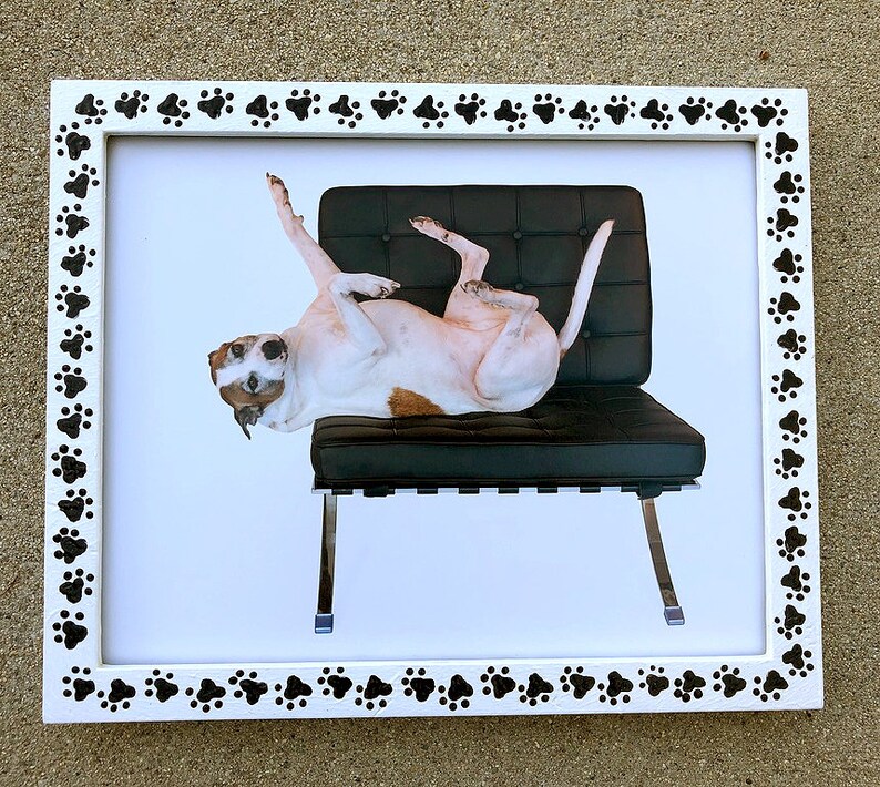Artist Created Hand Painted PET Photo Frame White W Blk Paw - Etsy