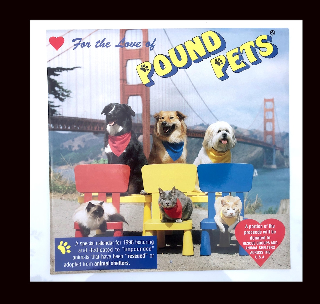 Vintage / Collectible POUND PETS Wall Hanging Calendar Features Rescued ...