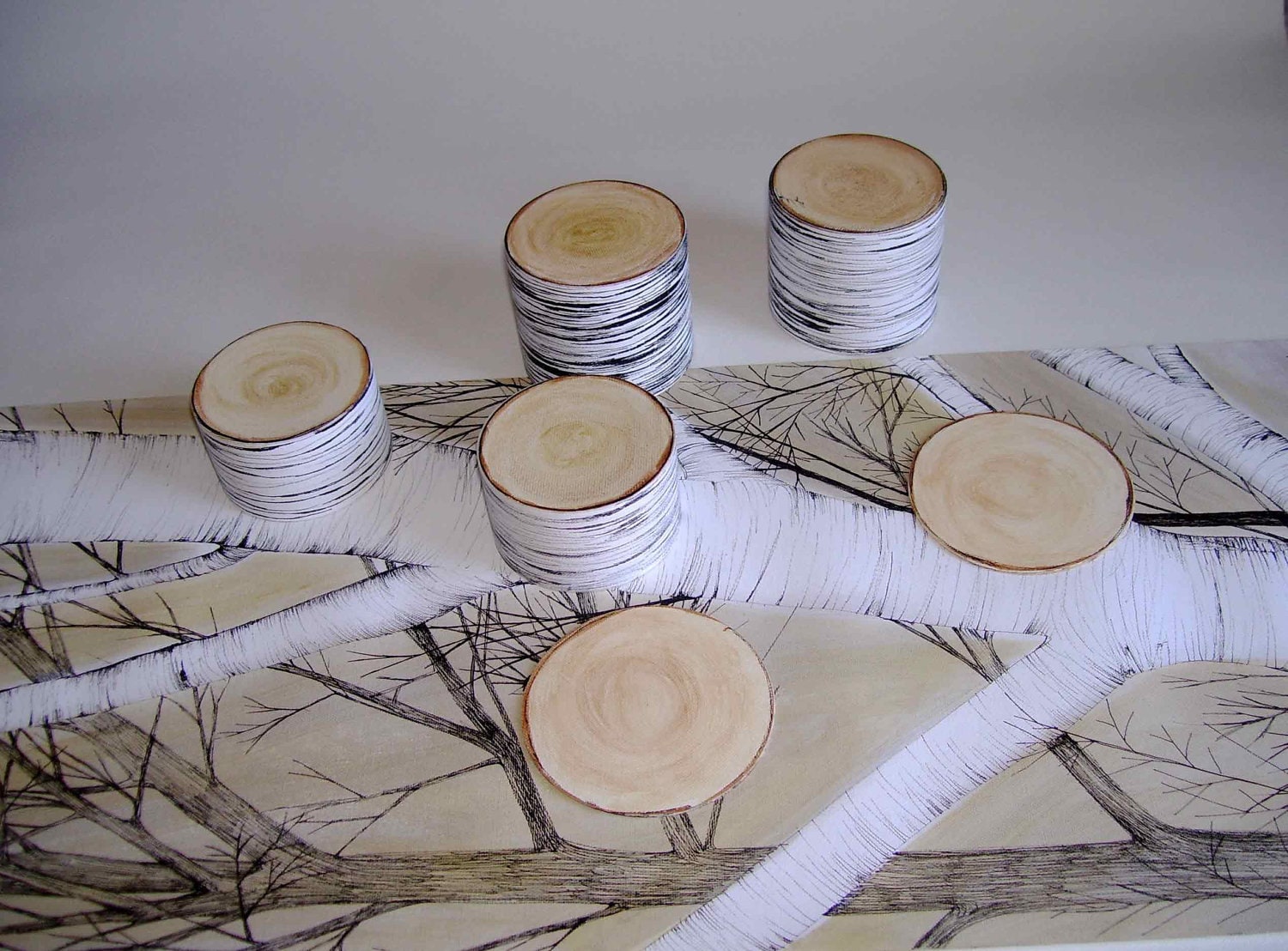 Birch Table Runner With 3D Coaster - Etsy