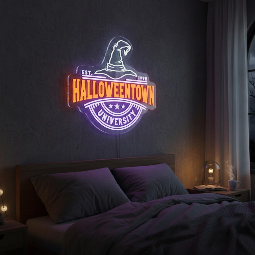 Halloweentown Neon Sign, Scary Spooky Season Horror Movies Neon Signs ...
