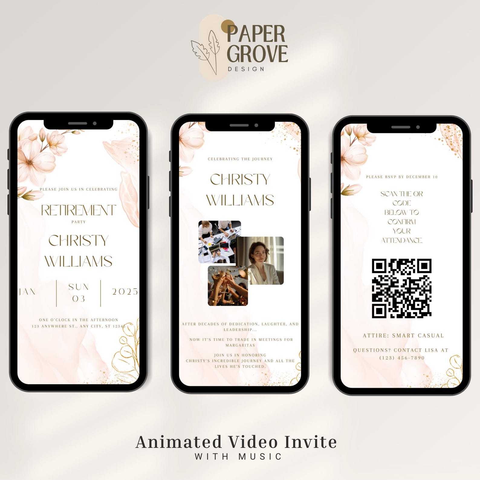 Retirement Invitation Editable Template | Animated Digital Invite With ...
