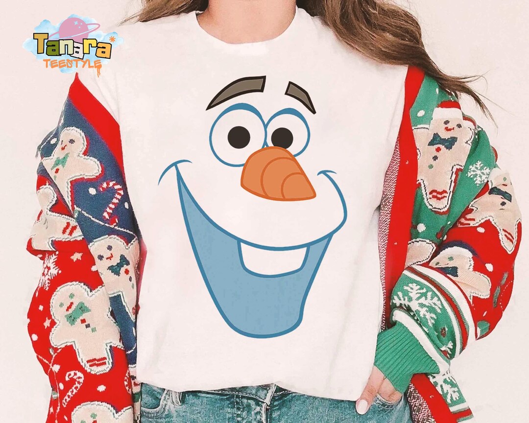 Disney Frozen Olaf Shirt, Big Face Cartoon Design, Mickey's Very Merry ...