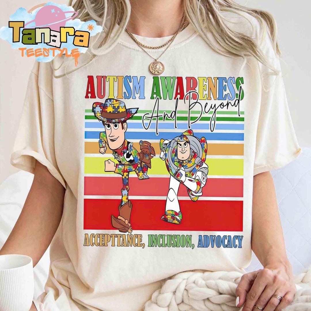 Retro 90s Woody and Buzz Lightyear Autism Awareness T-shirt, Disney Toy ...