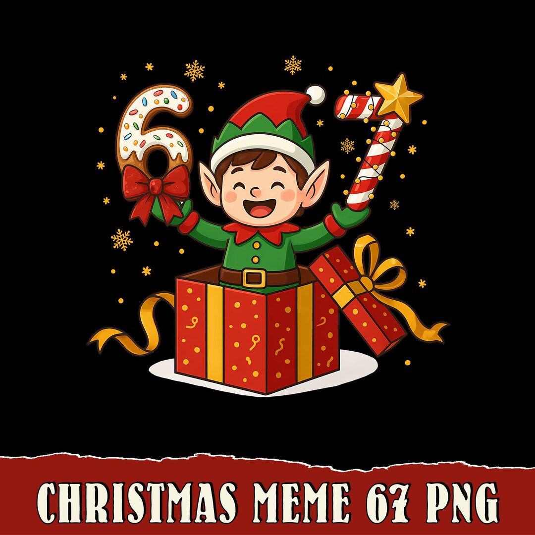 Elf Number 67 PNG | Cute Christmas Elf in Gift Box | Festive Holiday ...