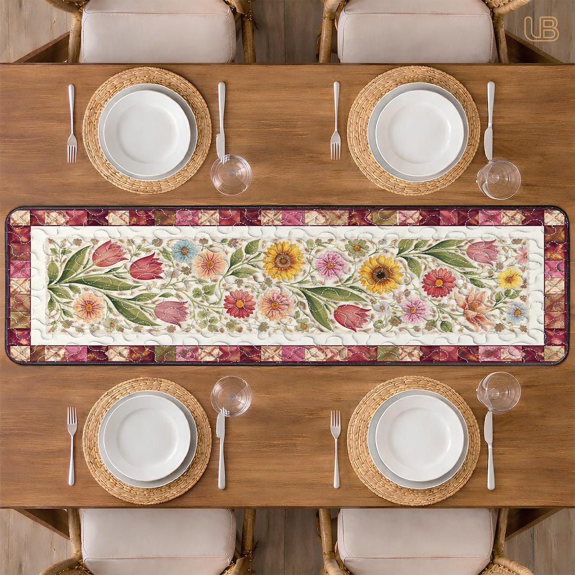 Red Tulip Quilted Table Runner, Spring Floral Table Decor, Summer ...