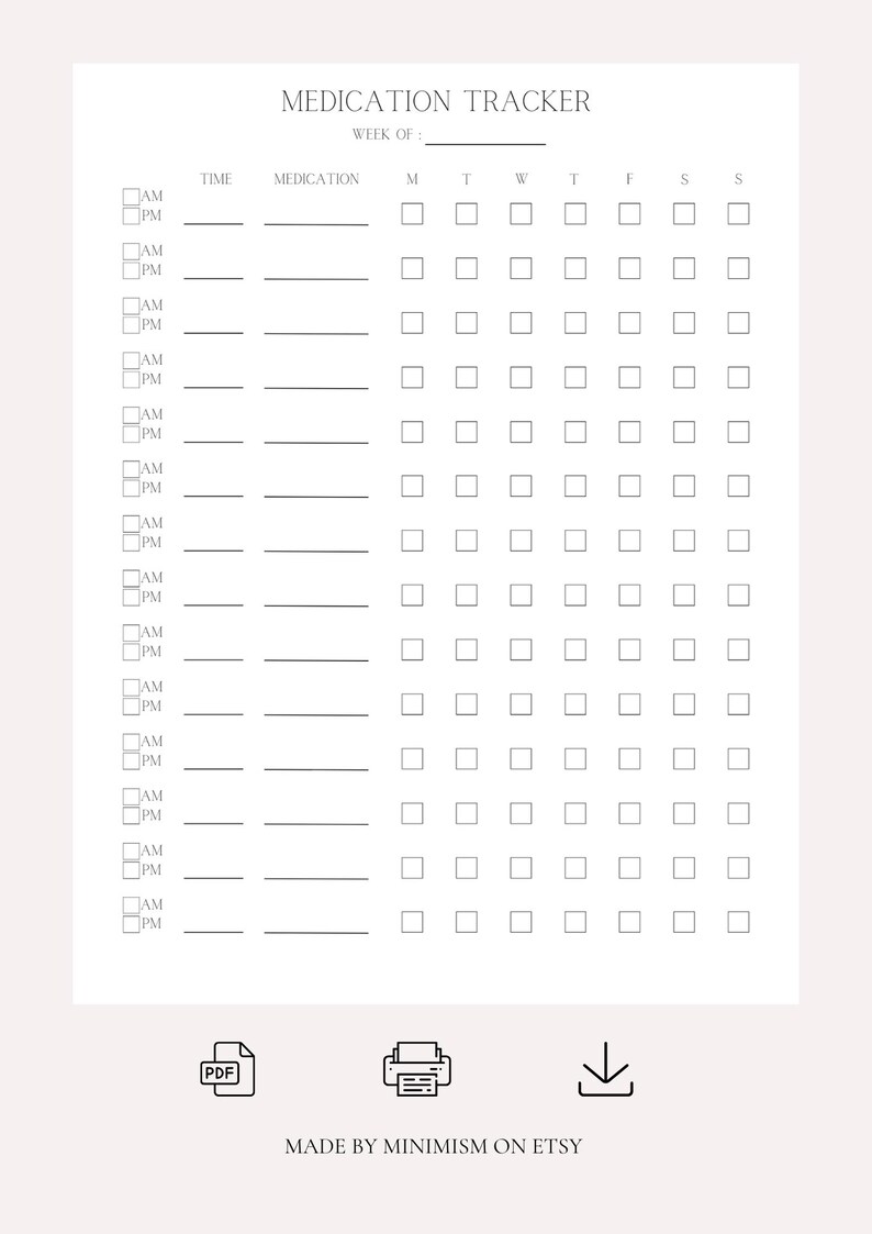 Personalized Medication Tracker & Reminder Template - Printable A4 ...