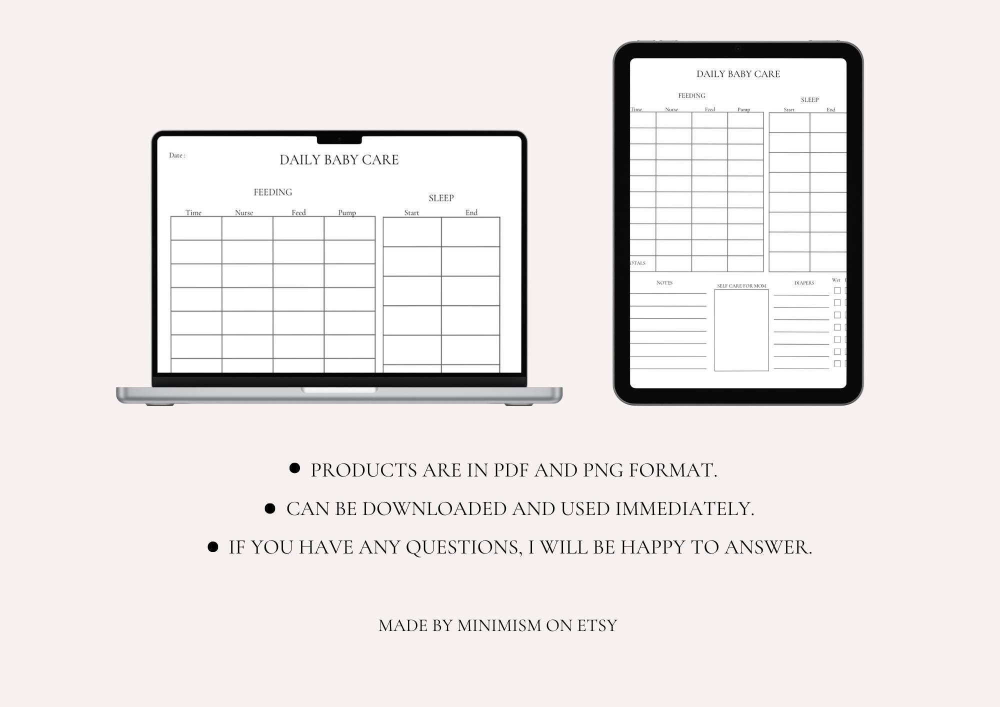 Ultimate Baby Care Log & Daily Tracker - Printable Newborn Diary ...