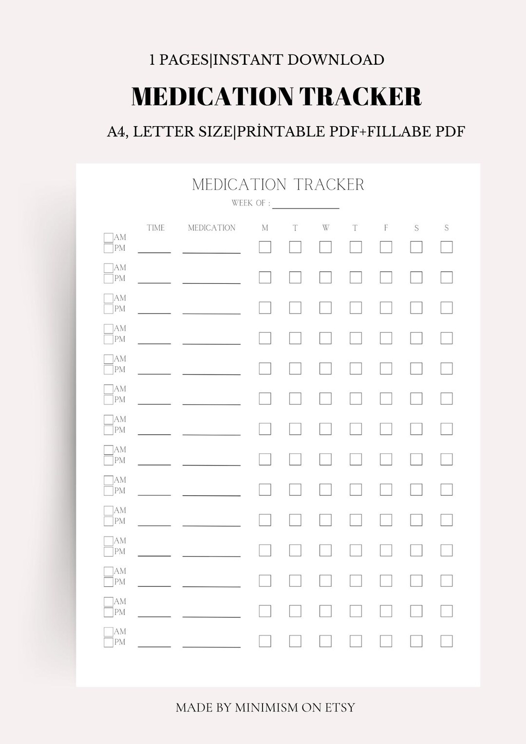 Personalized Medication Tracker & Reminder Template - Printable A4 ...