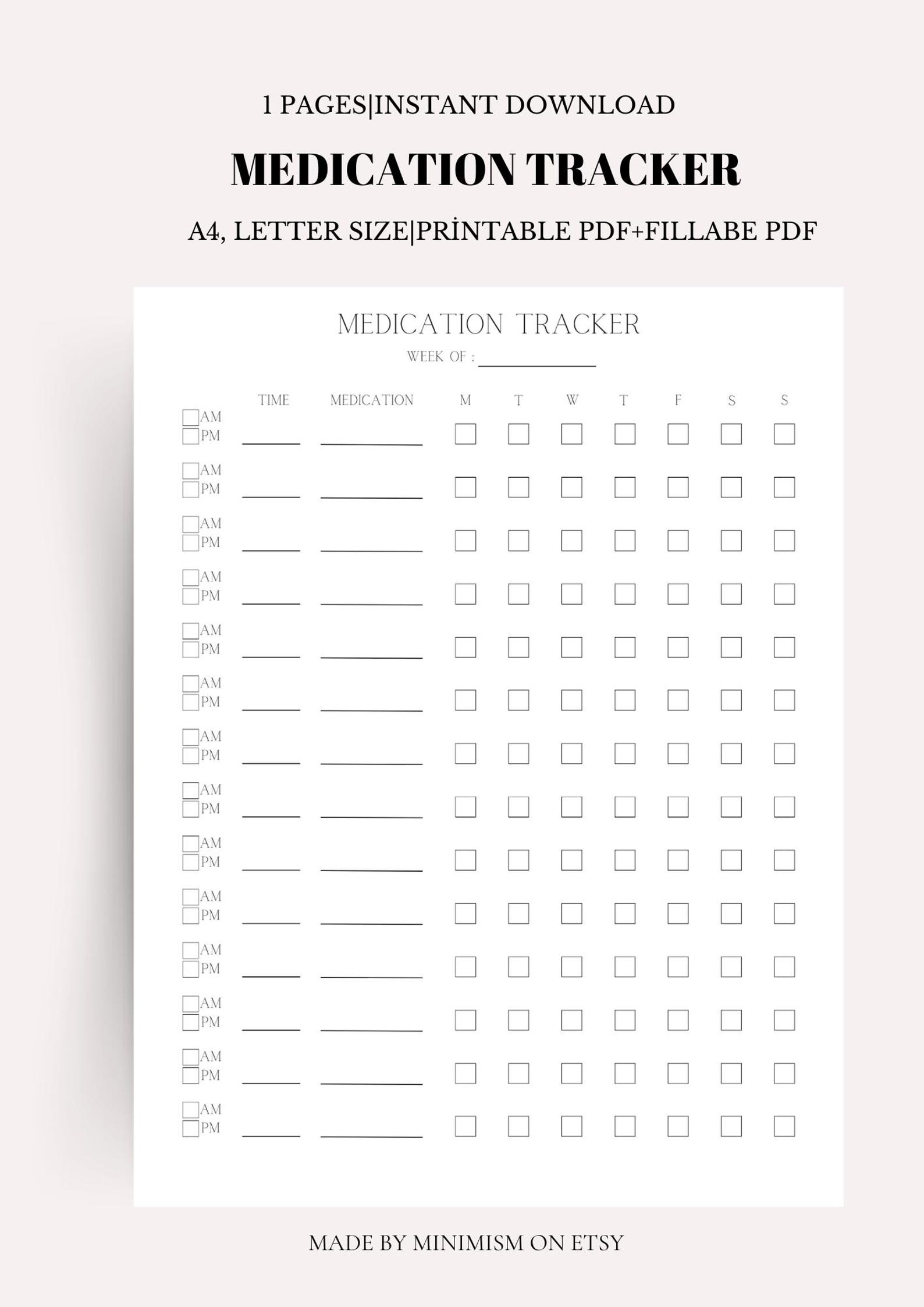 Personalized Medication Tracker & Reminder Template - Printable A4 ...