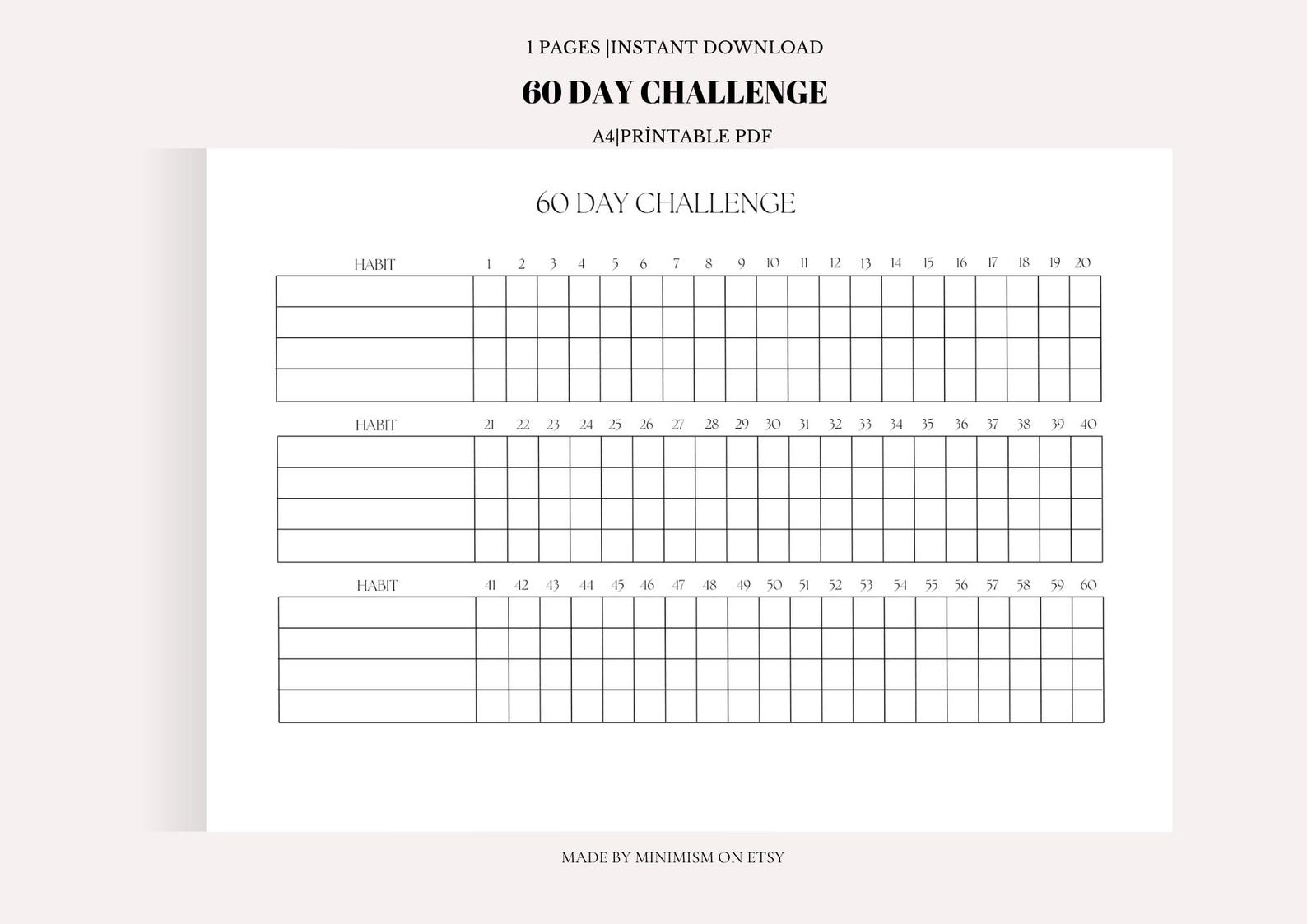 60-day Soft Challenge Tracker - Printable Fitness & Wellness Journal ...