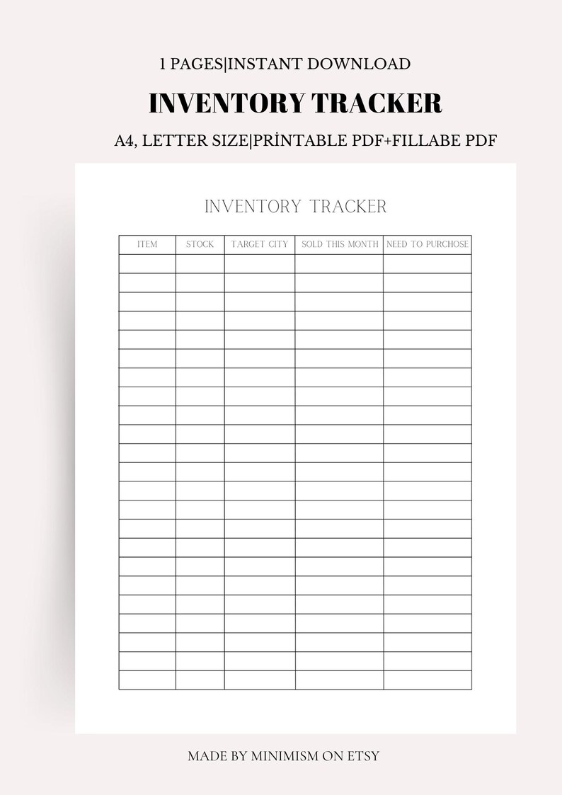 Smart Stock Organizer - Printable Inventory Tracking Form - Etsy