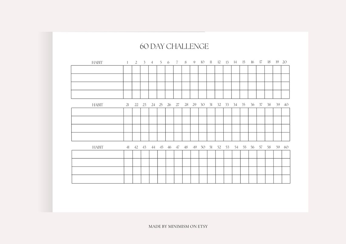 60-day Soft Challenge Tracker - Printable Fitness & Wellness Journal ...