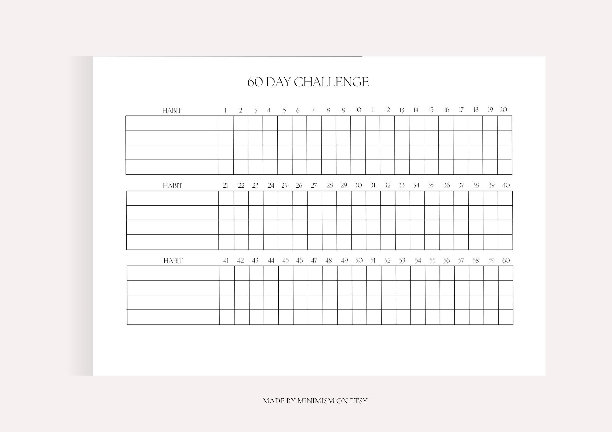 60-day Soft Challenge Tracker - Printable Fitness & Wellness Journal ...