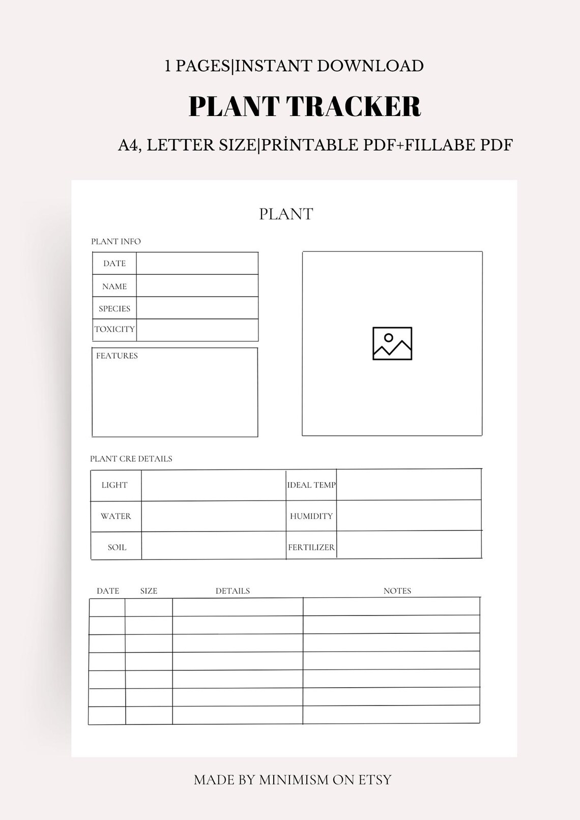 Plant Care Logbook – Printable Tracker for Indoor & Houseplants - Etsy