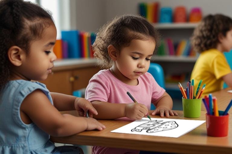Coloring Book for Toddlers, Cognitive Development, Preschool Activity ...