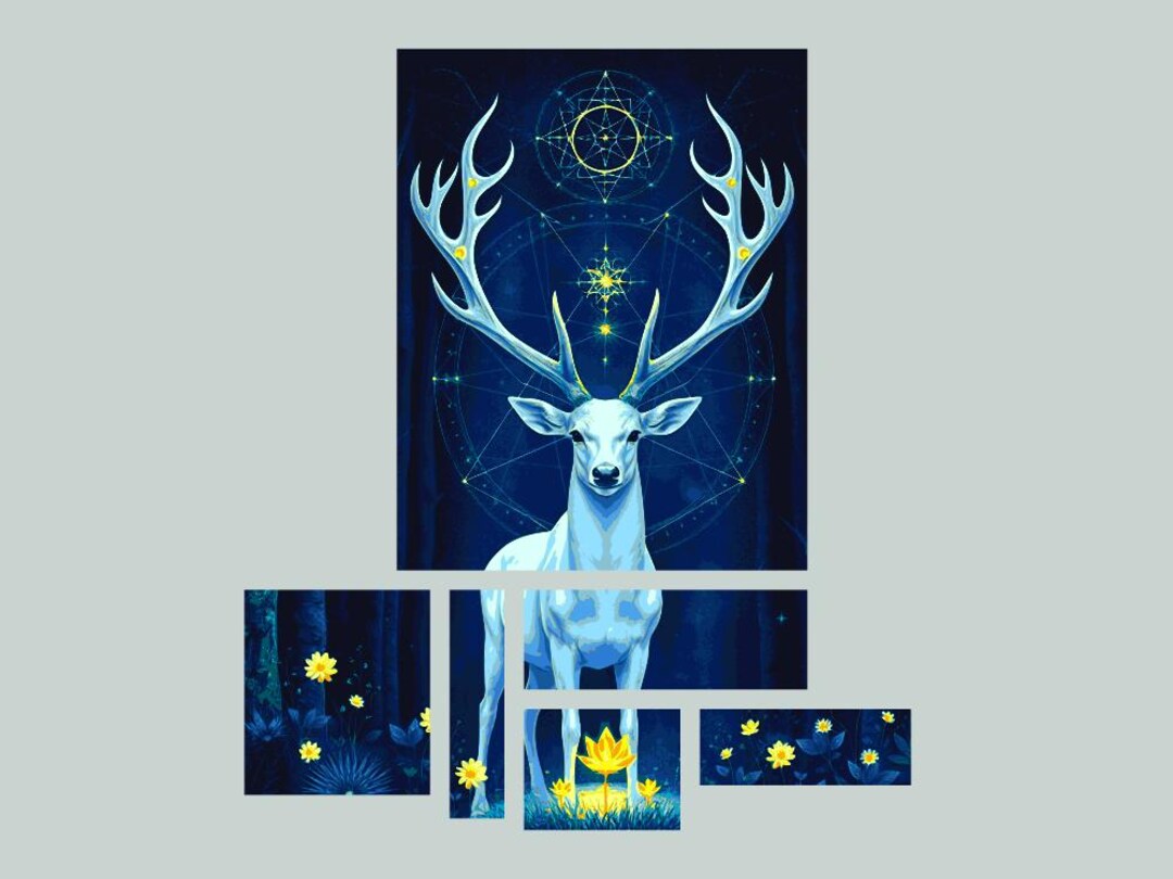 Mystic Stag in Enchanted Forest – Celestial Spirit Animal Digital Art ...