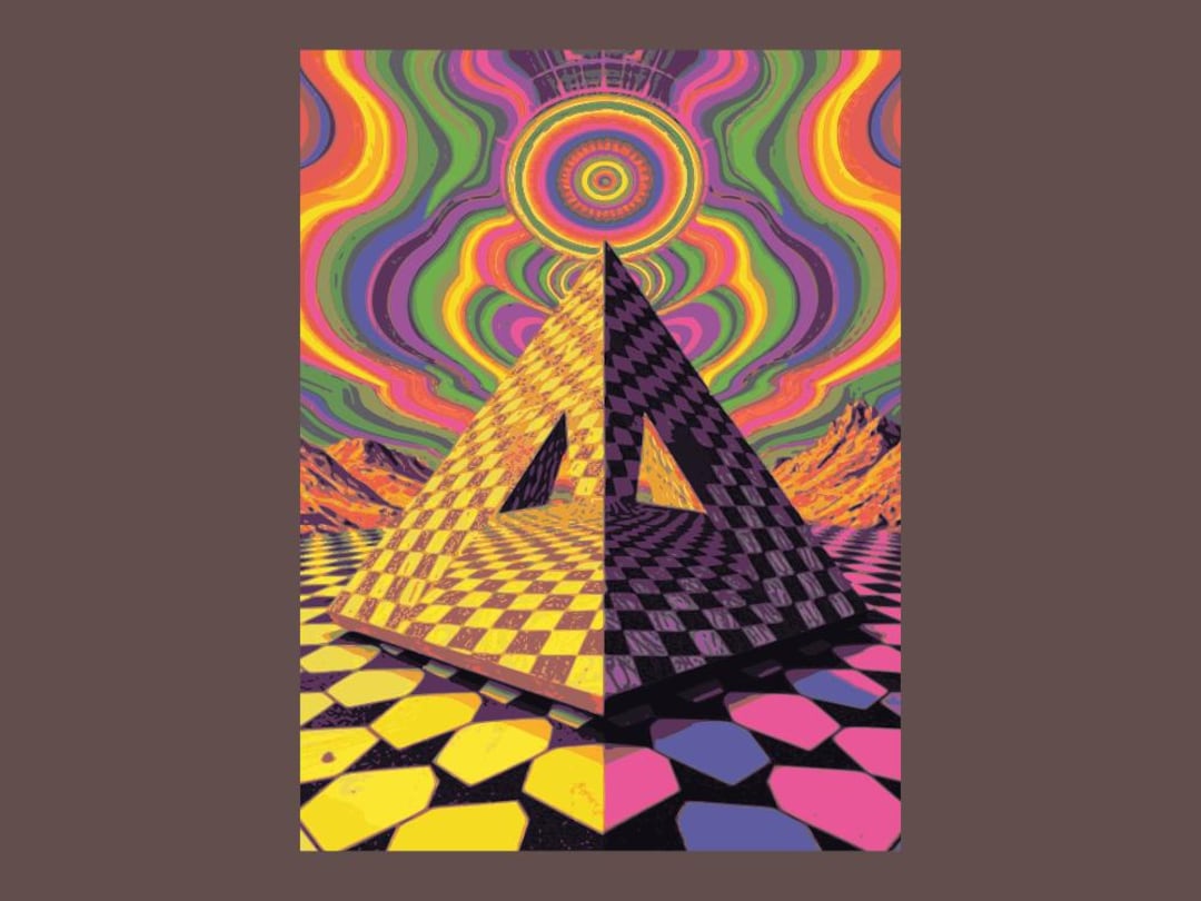 Psychedelic Pyramid Art Print – Trippy Geometric Optical Illusion Wall ...